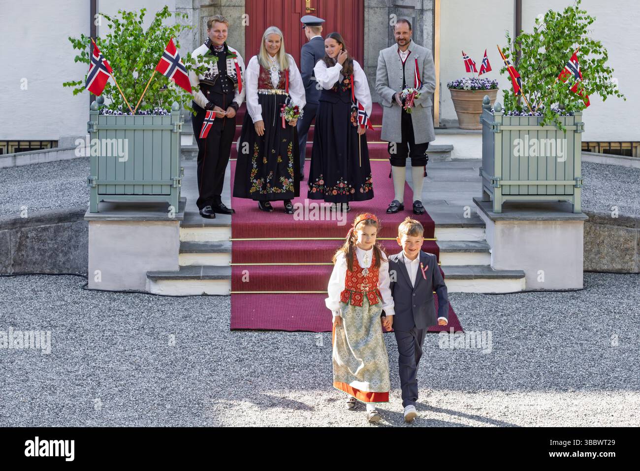 Asker, Norway 17 May 2025 Crown Prince Sverre Magnus, Crown Princess Mette Marit, Crown Princess ...