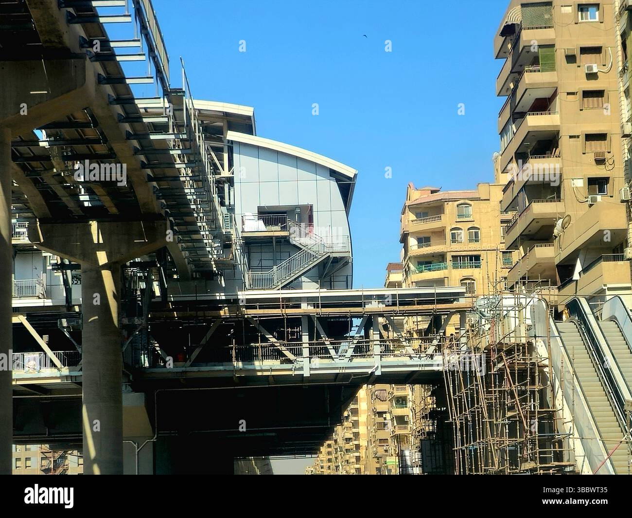 Cairo, Egypt, May 8 2025: The East Nile Cairo monorail station site ...