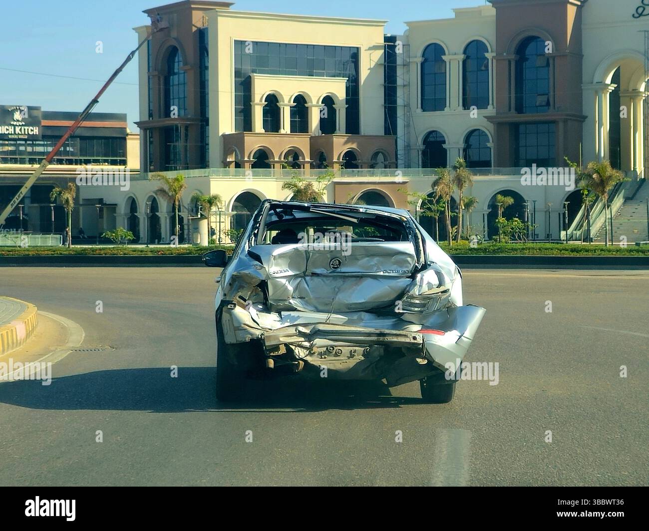 Cairo, Egypt, May 10 2025: a vehicle on road, accident due to traffic ...