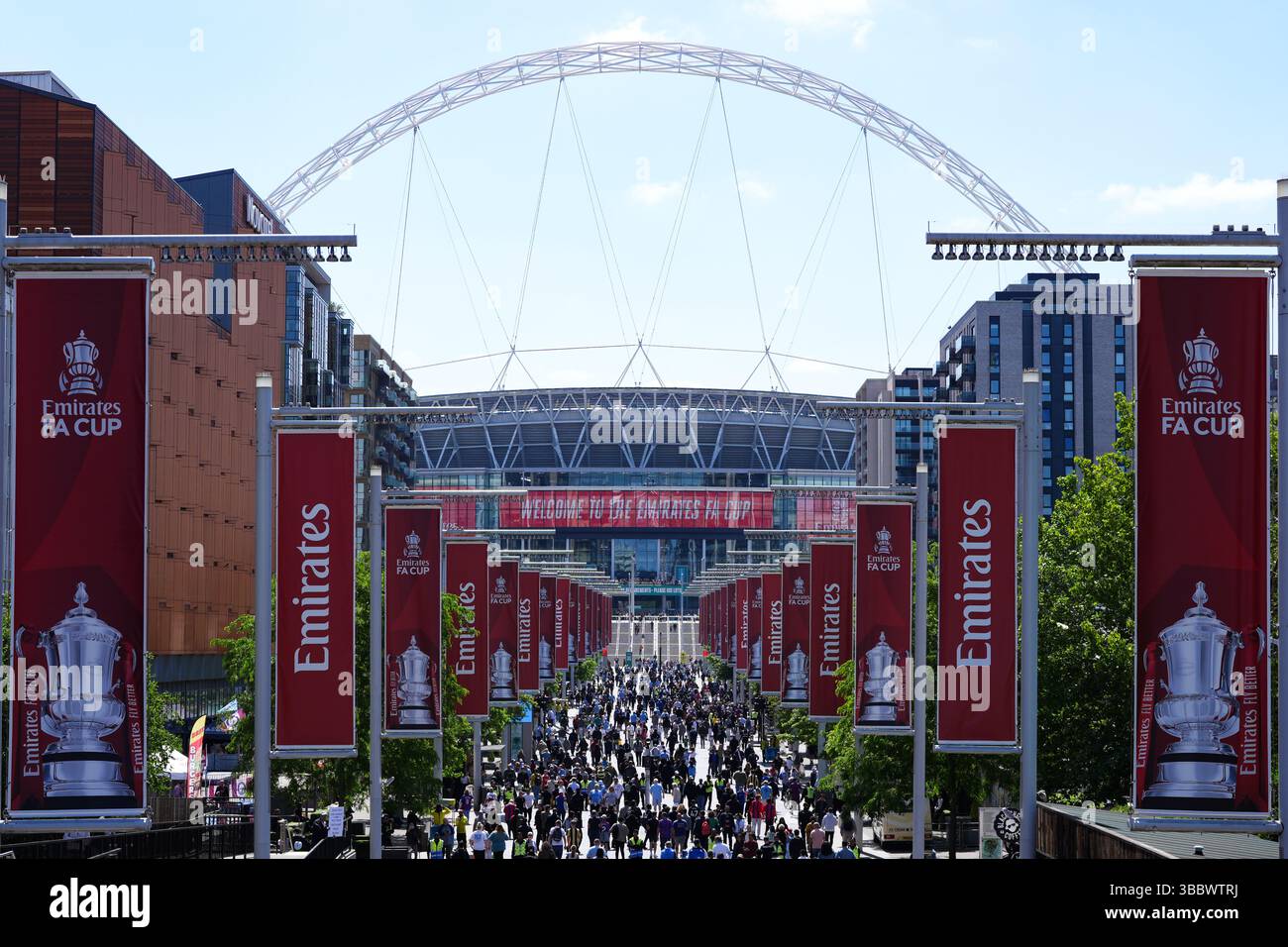 A general view of Wembley way and the stadium before the Emirates FA ...