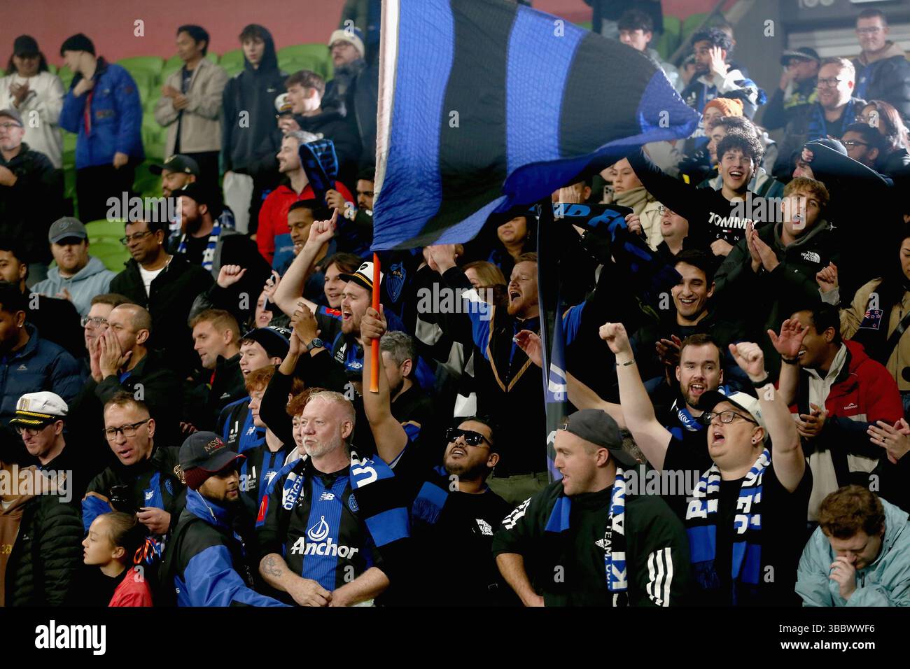 Fans show their support during the A-League Semi final match between ...