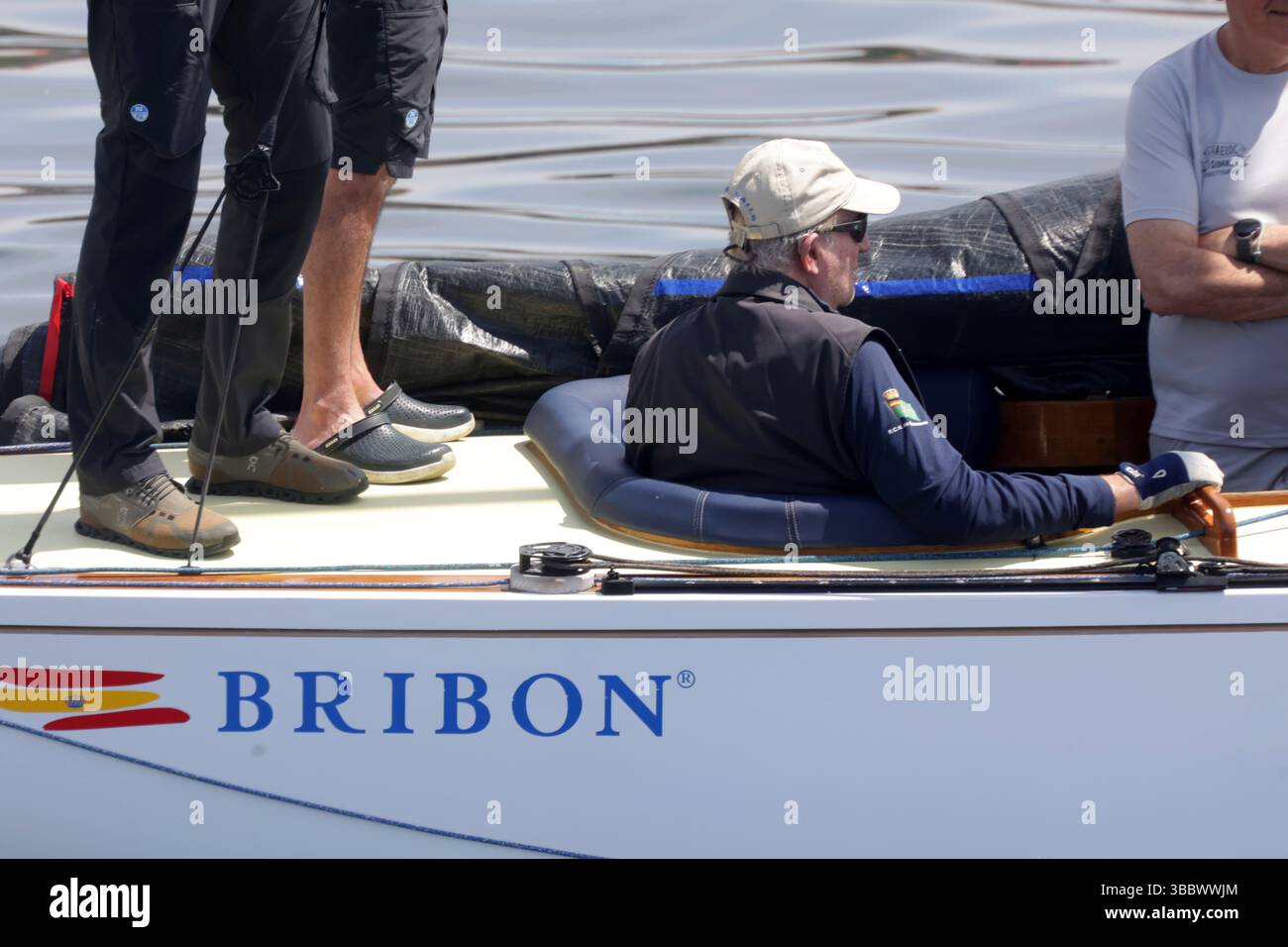 King Juan Carlos embarking, on May 17, 2025, in Sanxenxo (Spain). KING ...