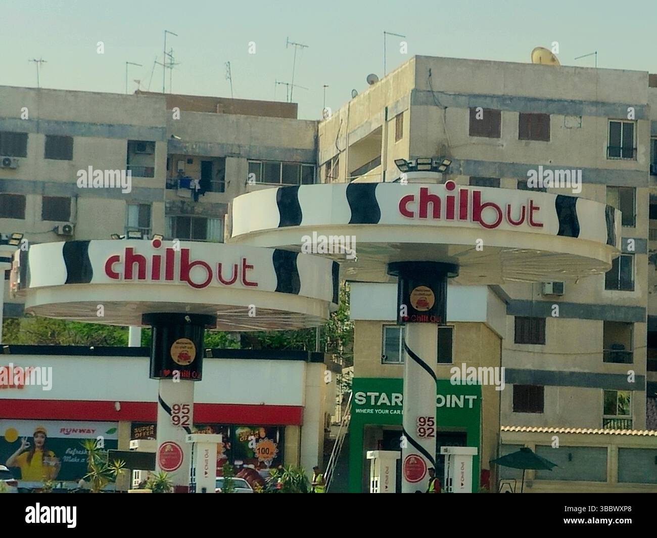 Cairo, Egypt, May 6 2025: Chillout gas and oil station, a petrol gas ...
