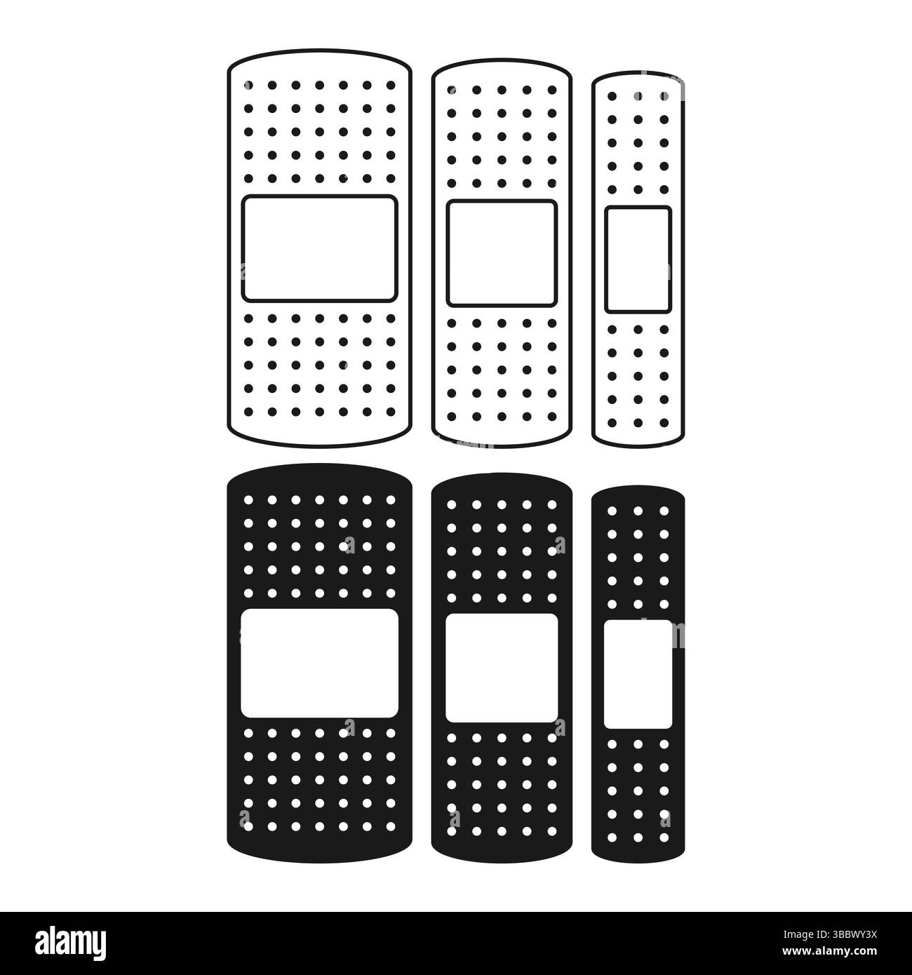 Sticky Plaster Flat Black and Outline Style. Plaster Icon for First Aid ...