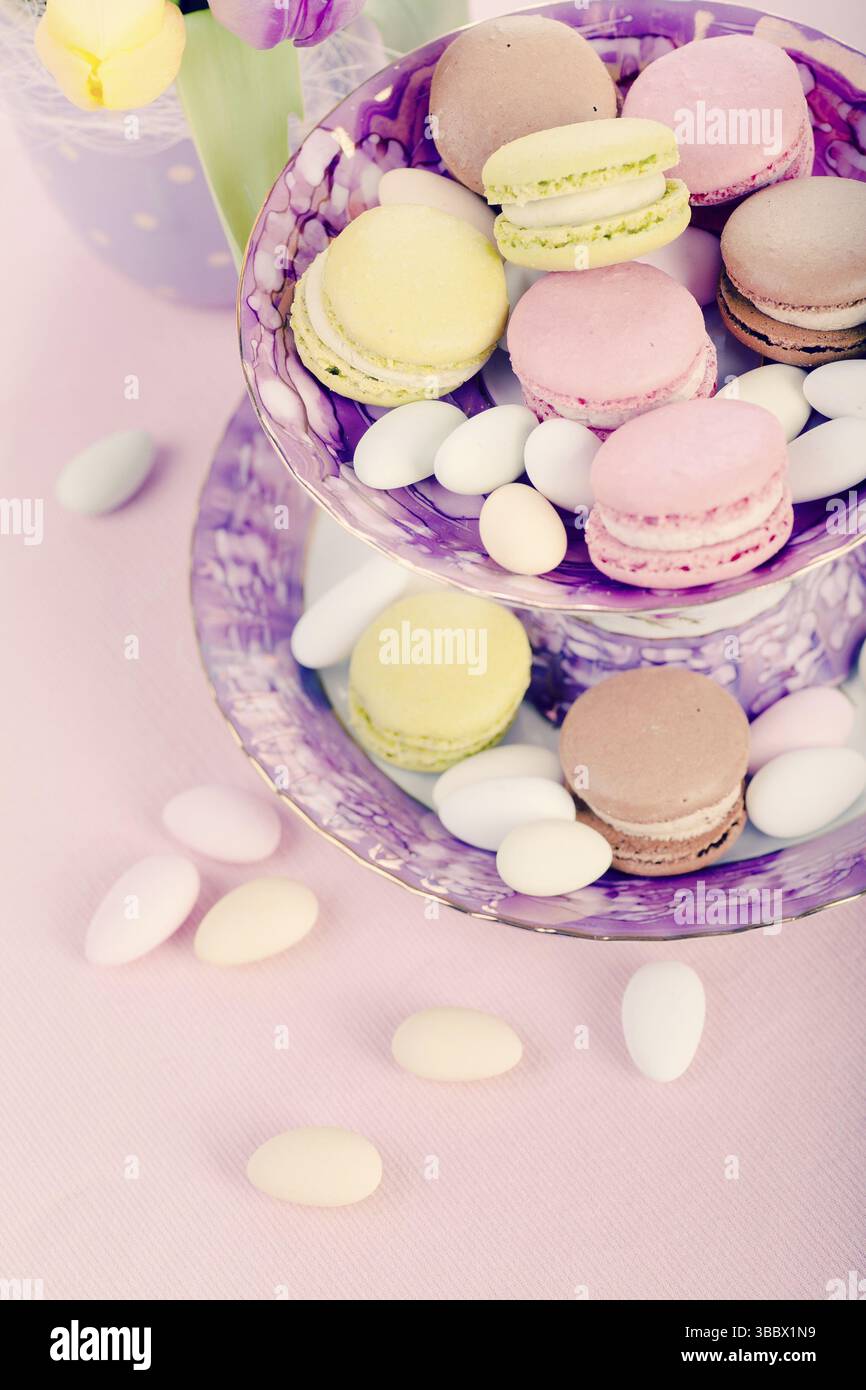 The easter installation with macarons Stock Photo - Alamy