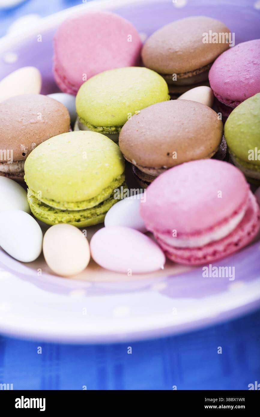 The easter installation with macarons Stock Photo - Alamy