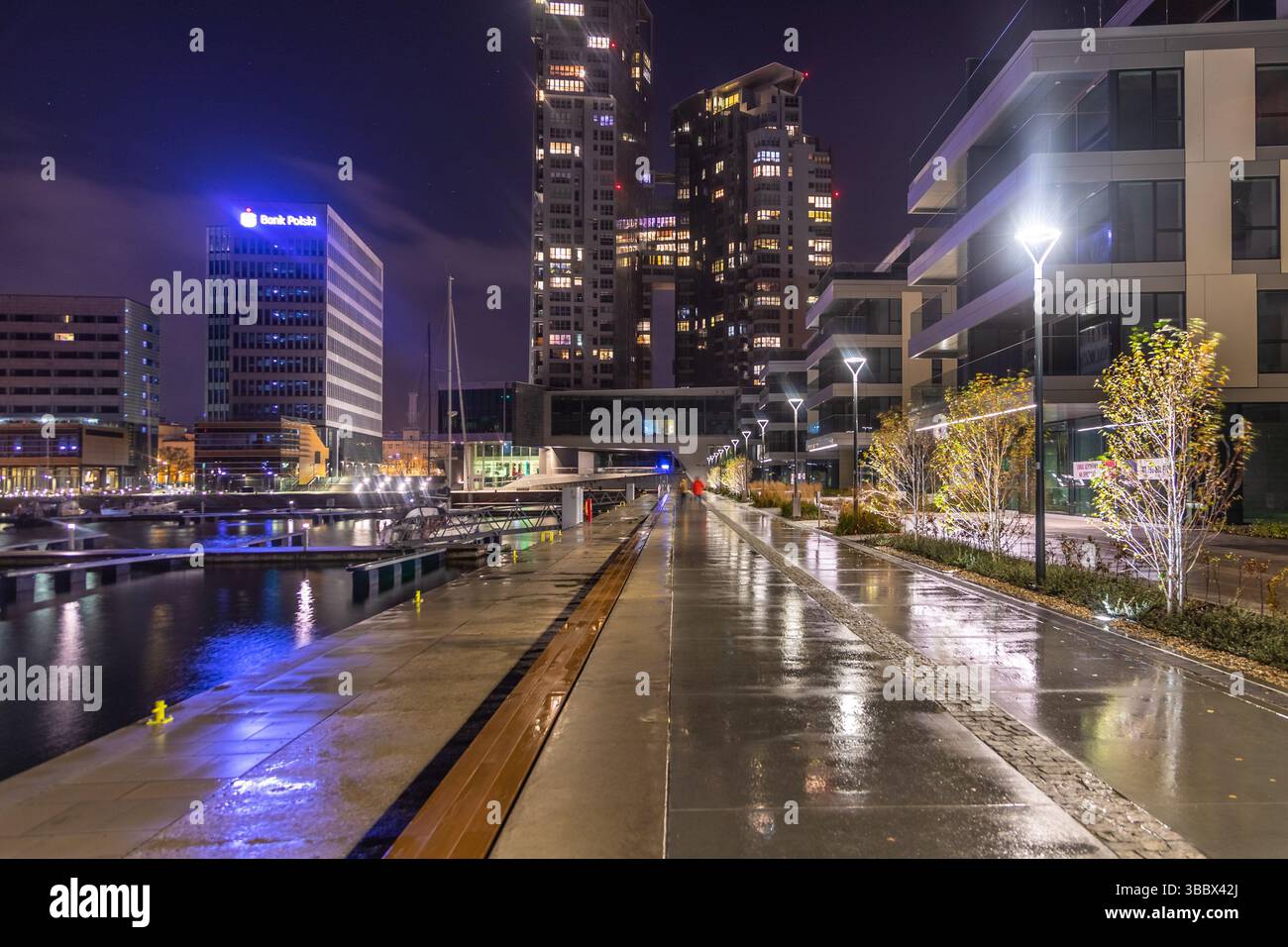 Gdynia, Poland – November 22, 2020: Waterfront at night with ...