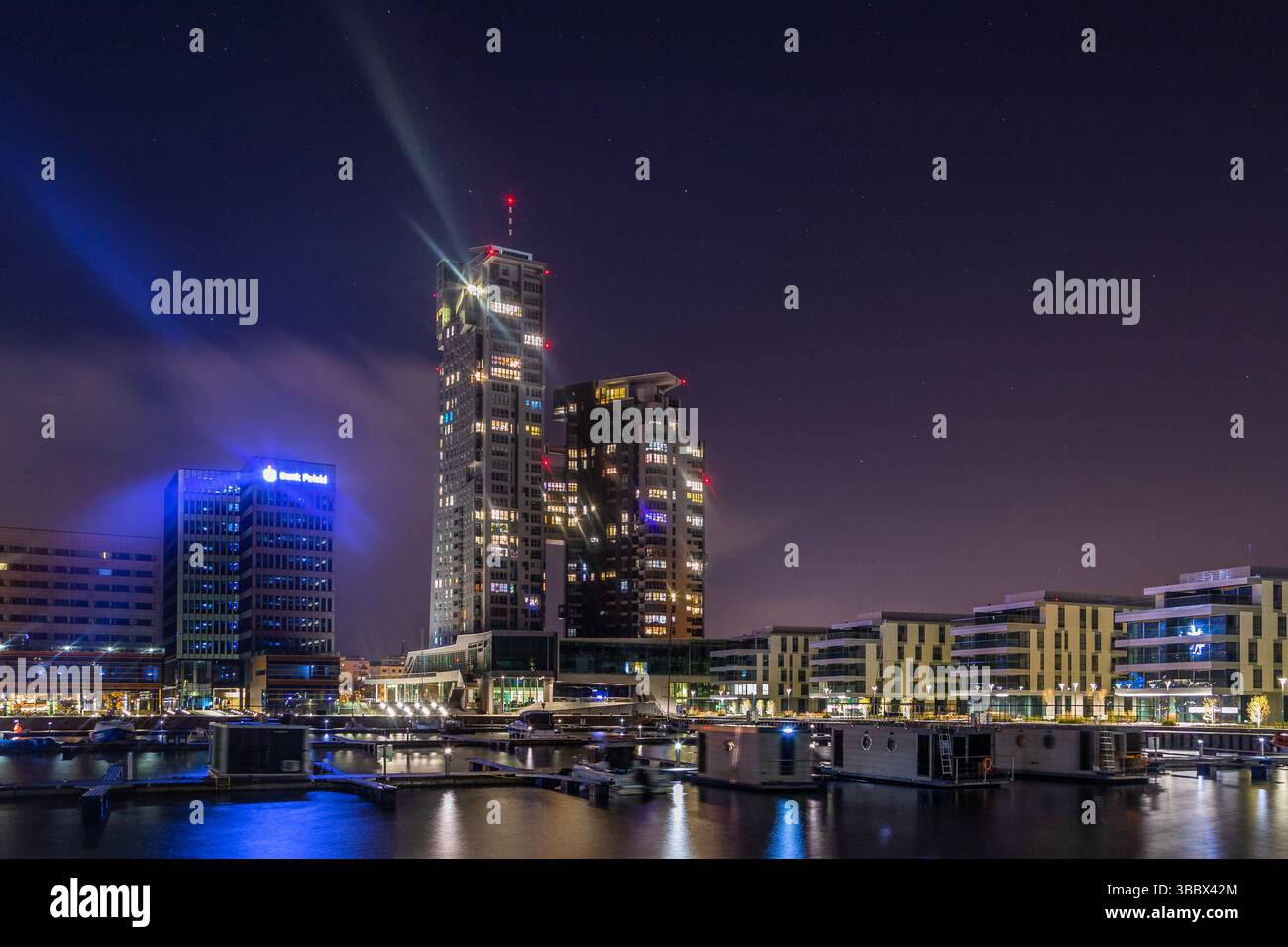 Gdynia, Poland – November 22, 2020: Waterfront at night with ...