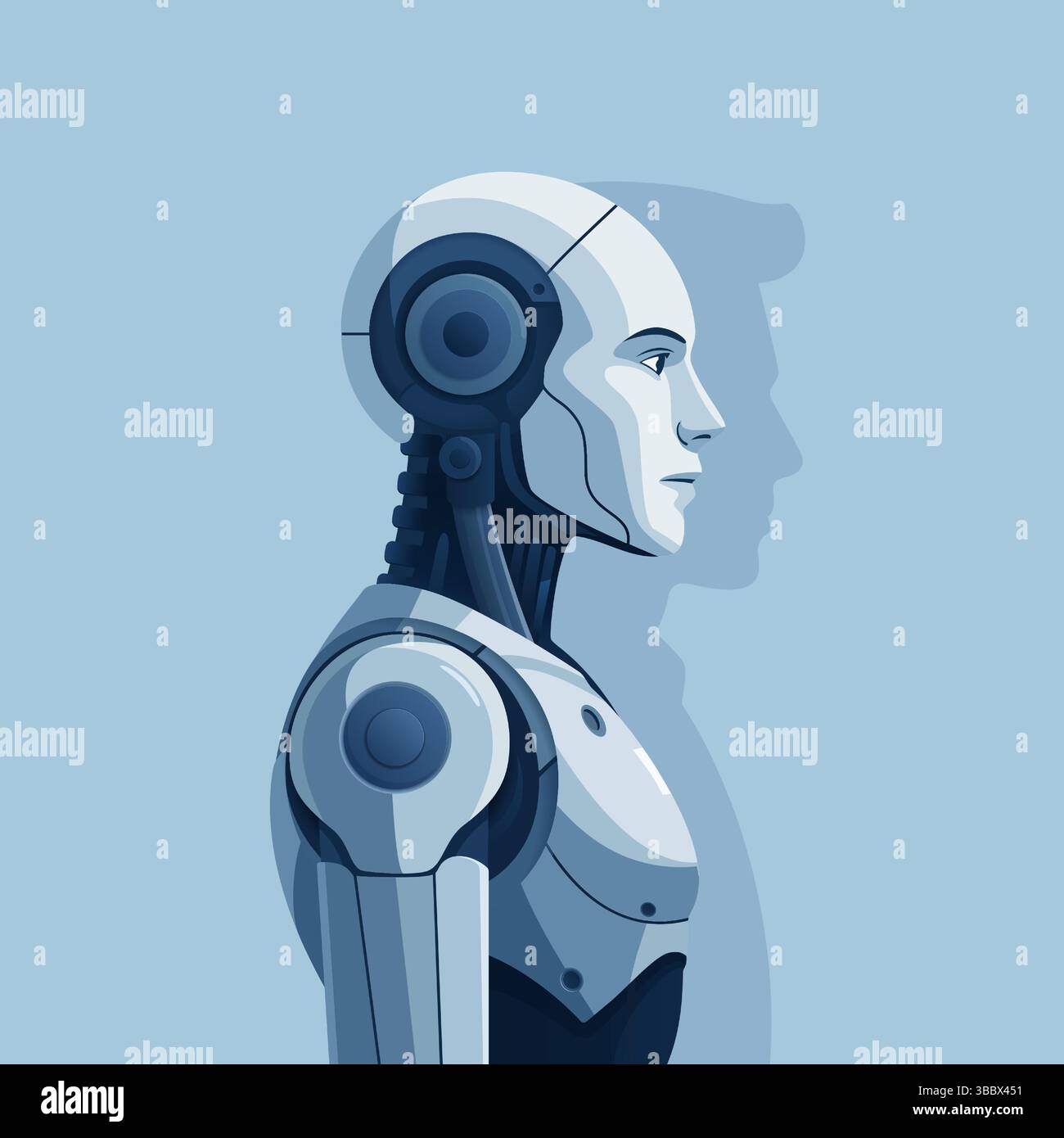Difference between AI robot and human. Machine vs. human. Mind copying ...