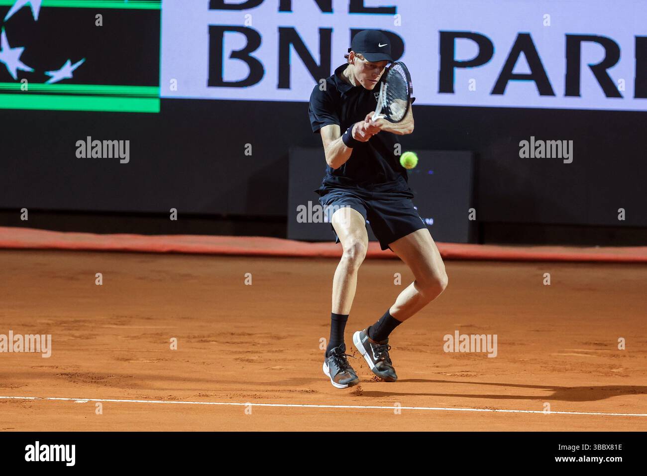 Rome, Italy. 16th May, 2025. Men's Semifinal, Men's Singles, Jannik Sinner (ITA) in action ...