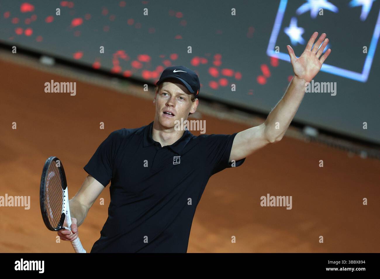 Rome, Italy. 16th May, 2025. Men's Semifinal, Men's Singles, Jannik Sinner (ITA) in action ...