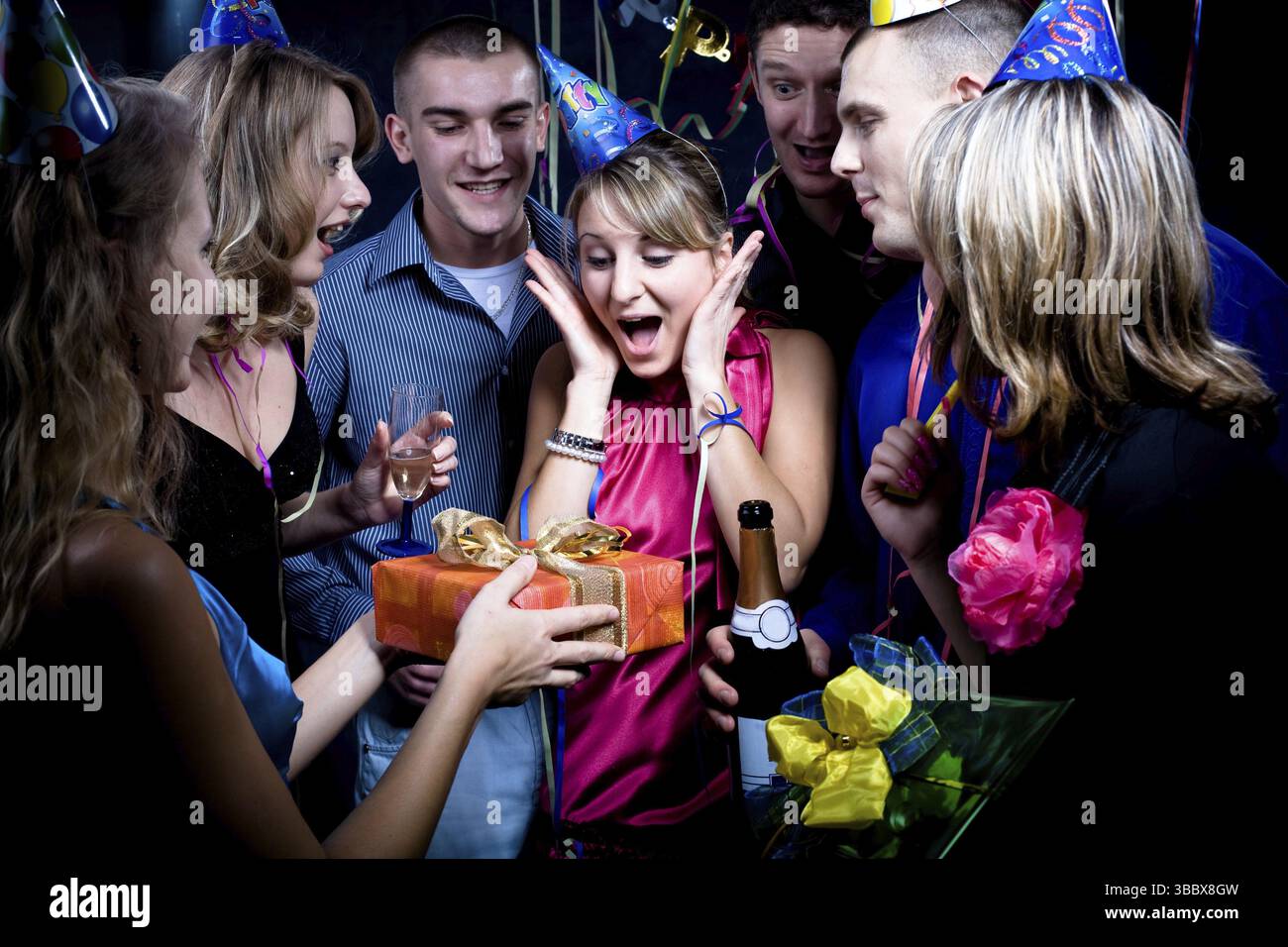 Birthday party with many young people Stock Photo - Alamy