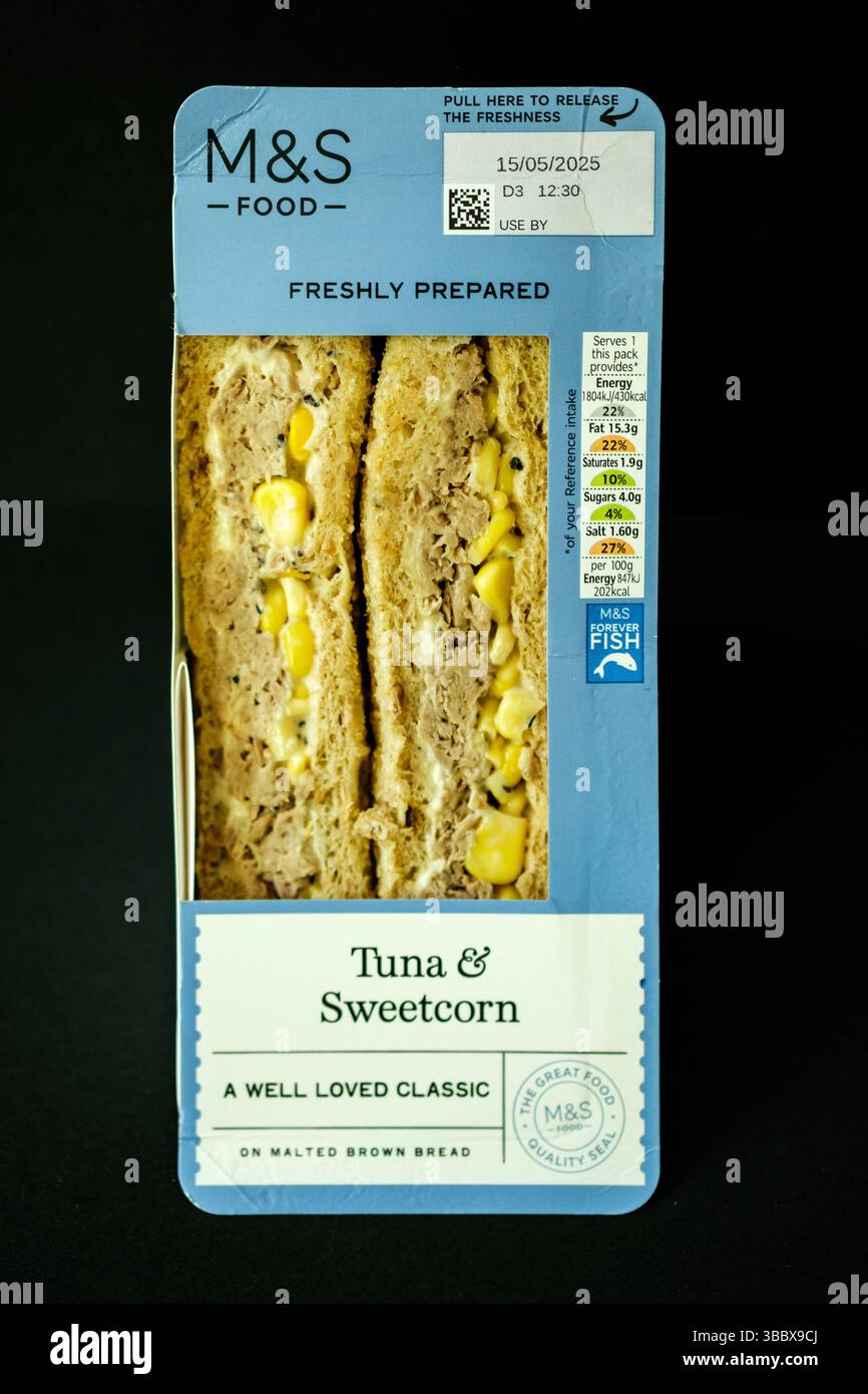 London UK, May 16 2025, Marks and Spencer Classic Tuna and Sweetcorn ...