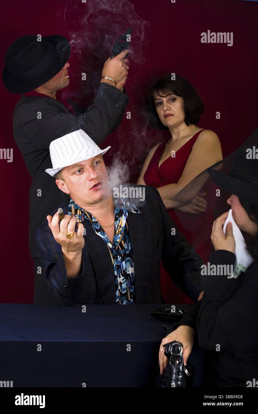 Crime scene of mafia extortion Stock Photo - Alamy