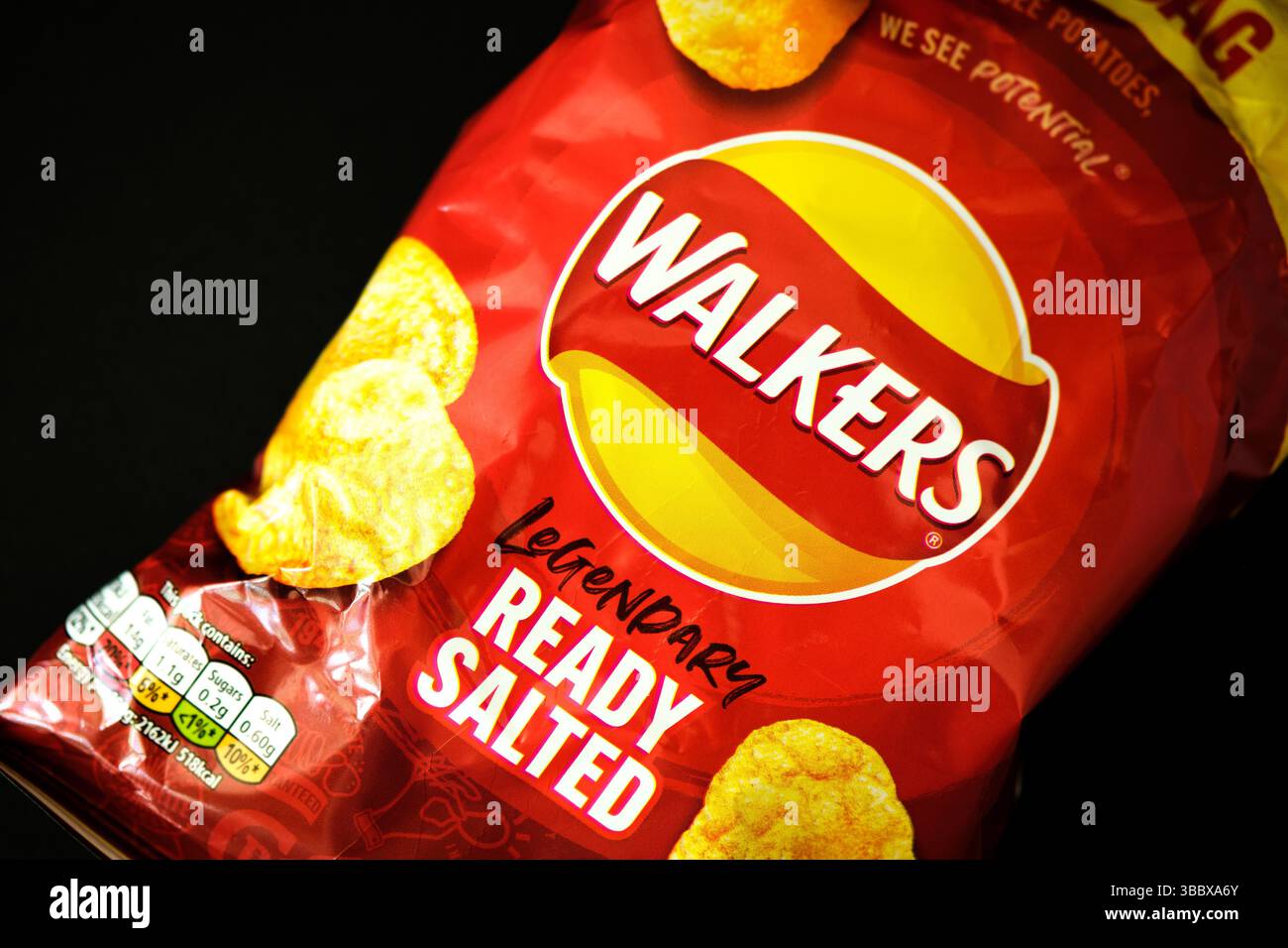 London UK, May 16 2025, Bag of Walkers Classic Ready Salted Potato ...