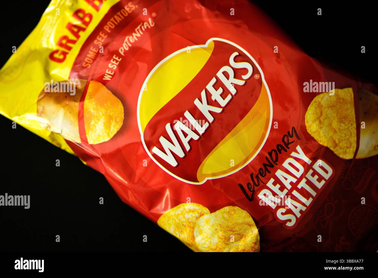 London UK, May 16 2025, Bag of Walkers Classic Ready Salted Potato ...