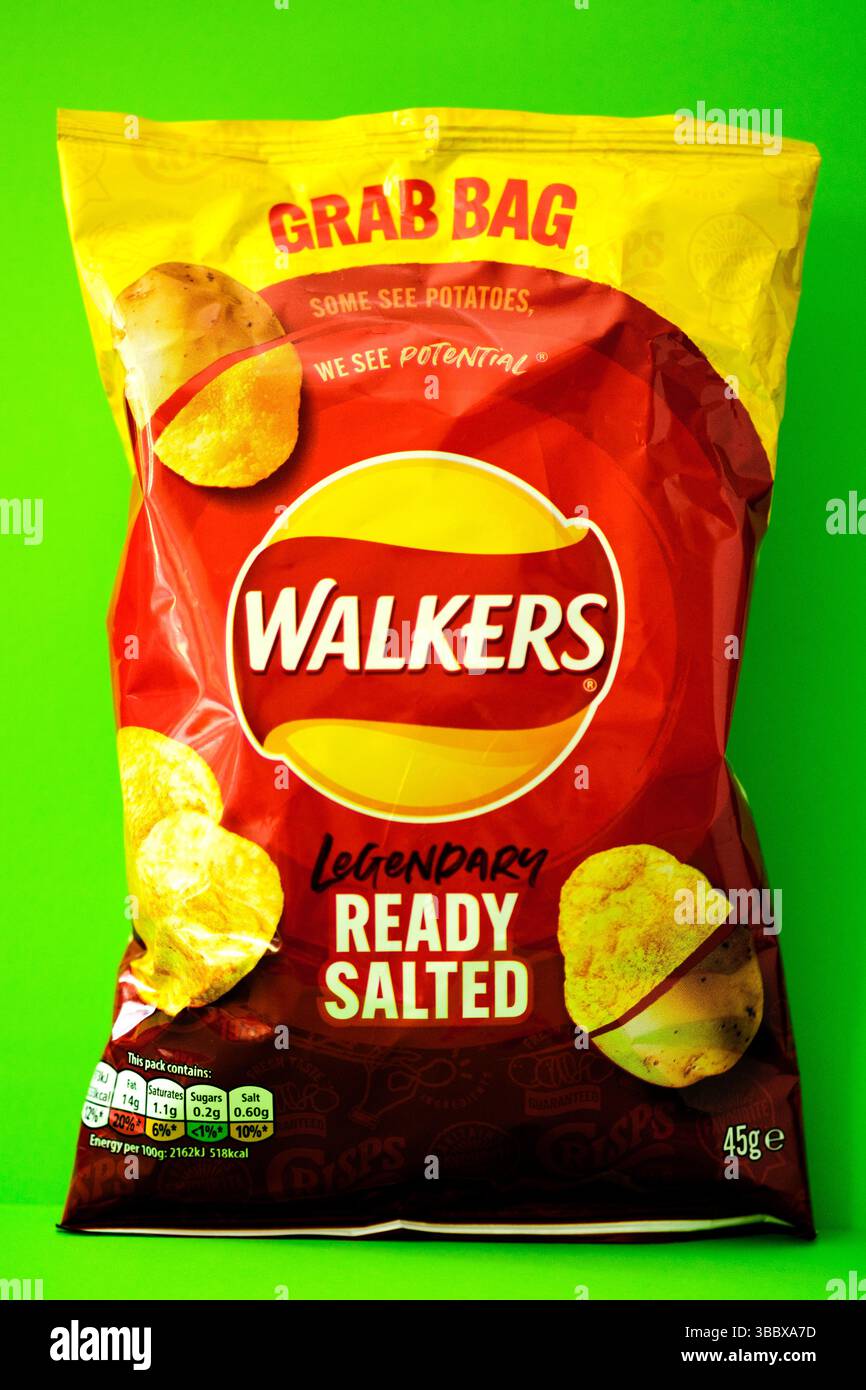 London UK, May 16 2025, Bag of Walkers Classic Ready Salted Potato ...