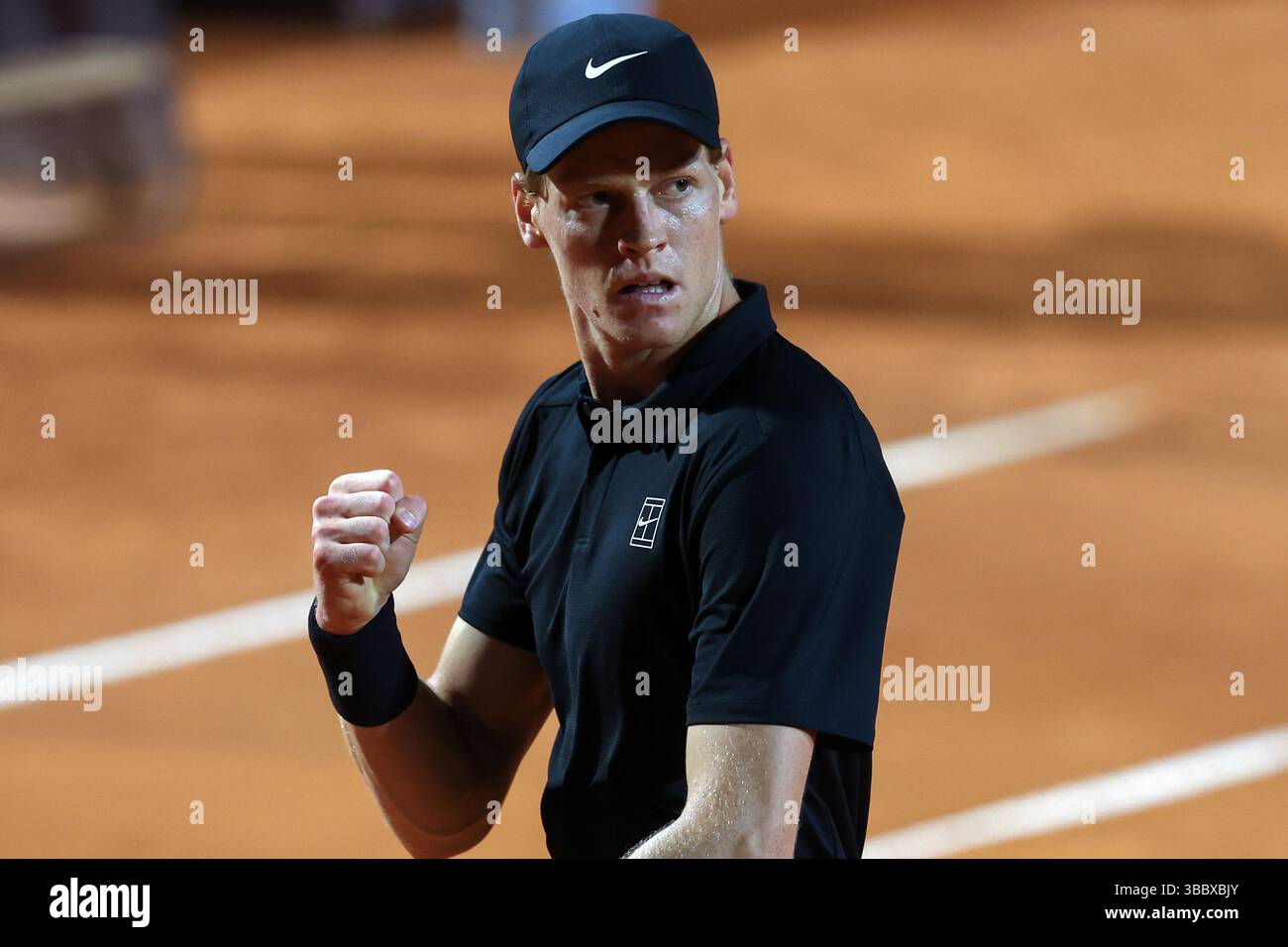 Rome, Italy. 16th May, 2025. Men's Semifinal, Men's Singles, Jannik Sinner (ITA) in action ...