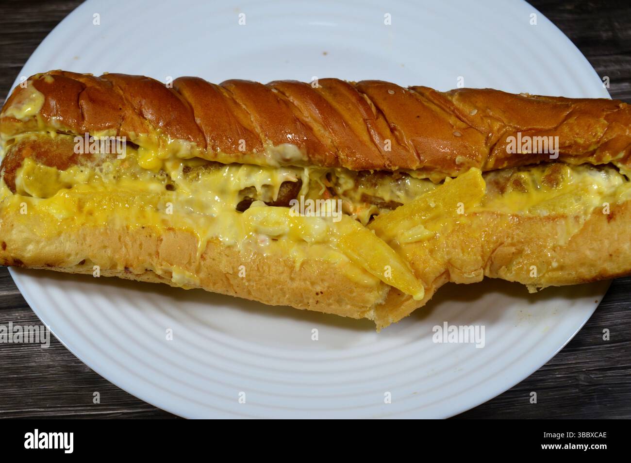 Chicken roll sandwich, two rolled chicken pieces stuffed with ...