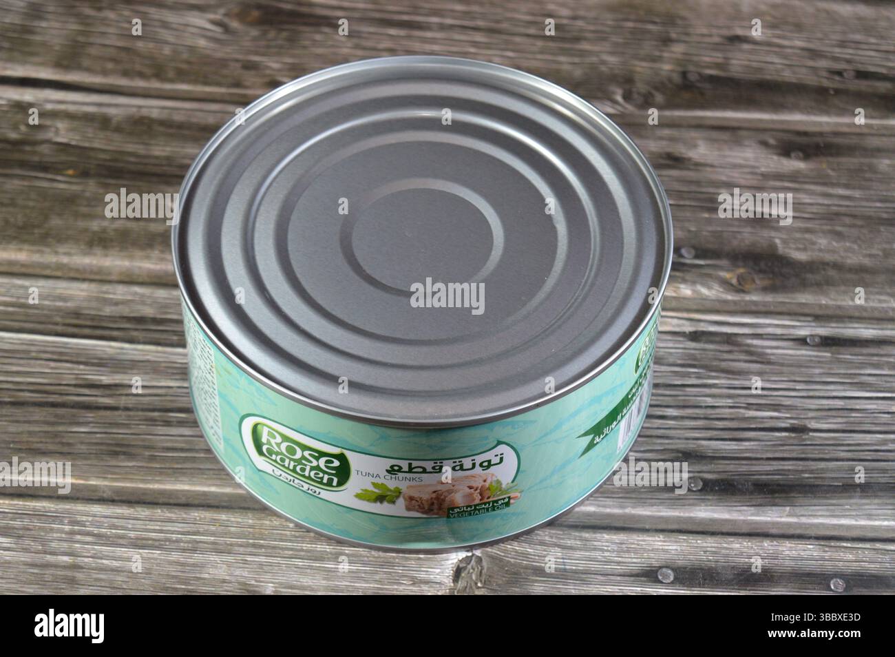 Cairo, Egypt, April 30 2025: Rose Garden Tuna chunks, Tuna is a ...