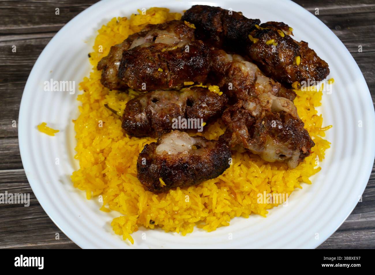 Traditional food beef Kofta, kebab and tarb kufta which is minced meat ...