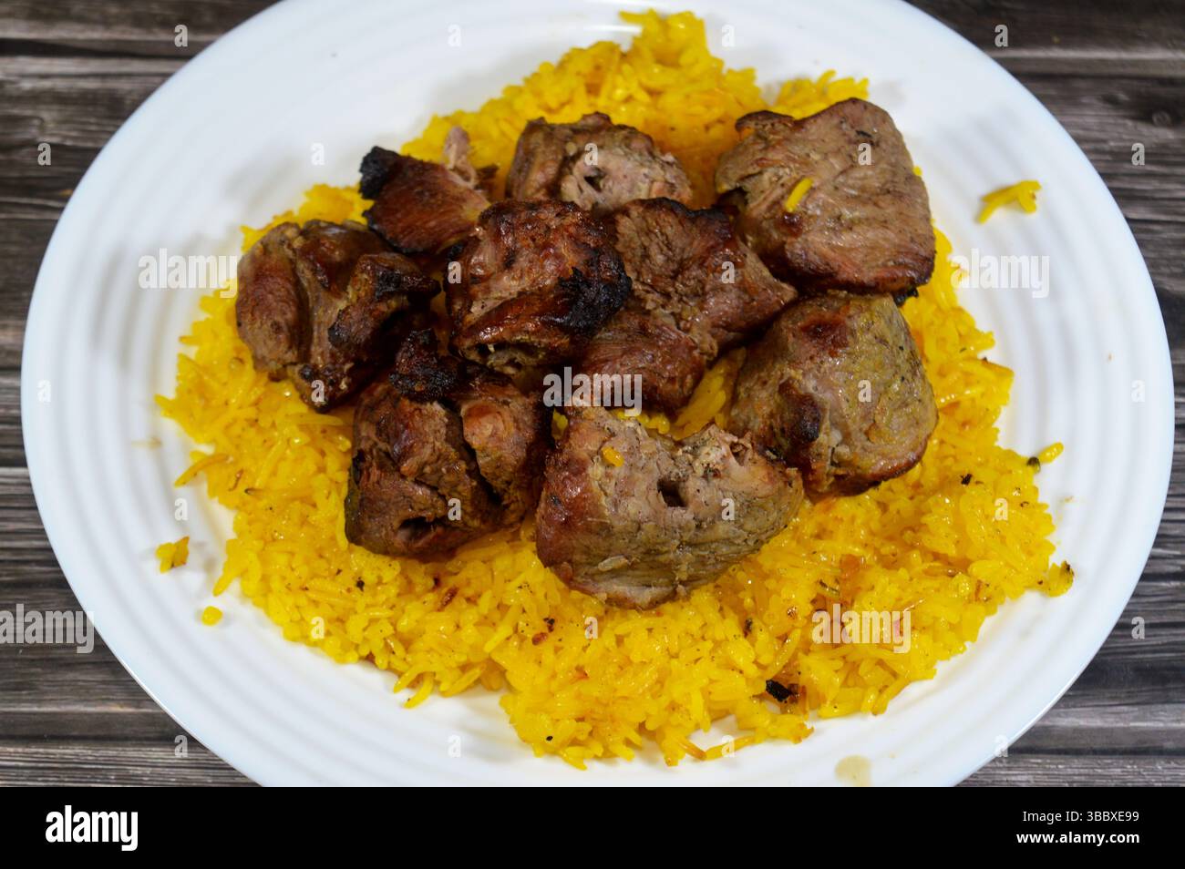 Oriental food Kabab kebab meat pieces and chunks charcoal grilled and ...