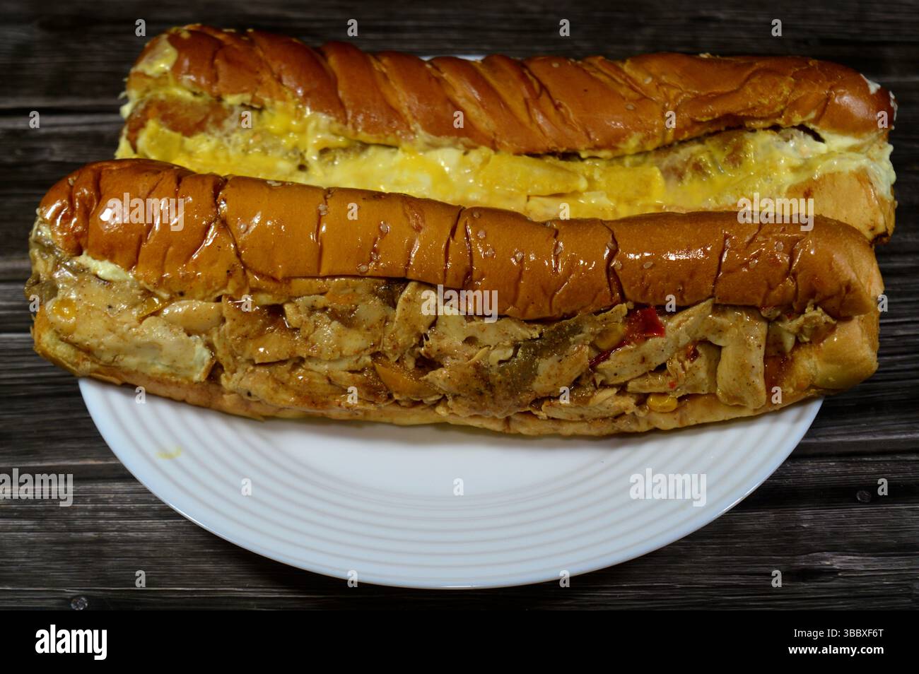 Fast food sandwiches of Chicken roll sandwich, two rolled chicken ...