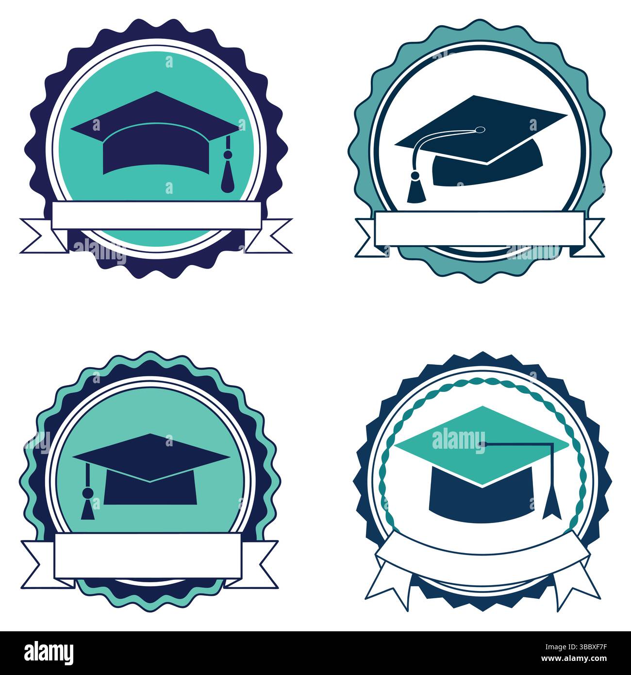 Set of Graduation Award Badges in Teal and Navy Stock Vector Image ...