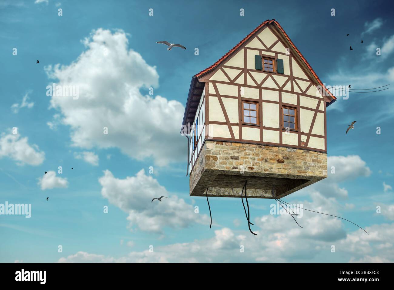 Fantasy flying house in the sky Stock Photo - Alamy