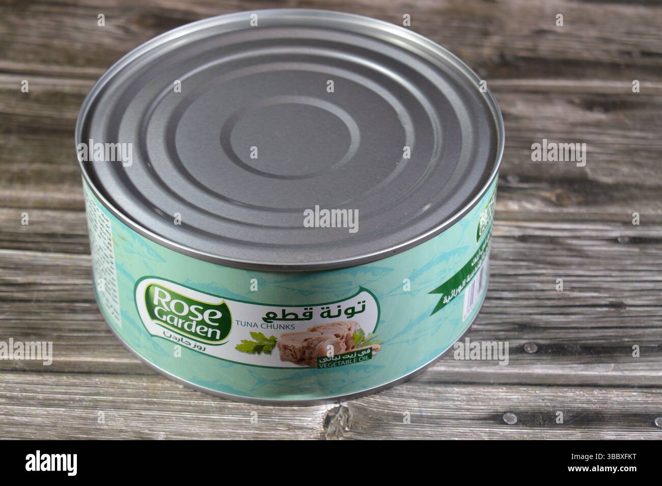 Cairo, Egypt, April 30 2025: Rose Garden Tuna chunks, Tuna is a ...
