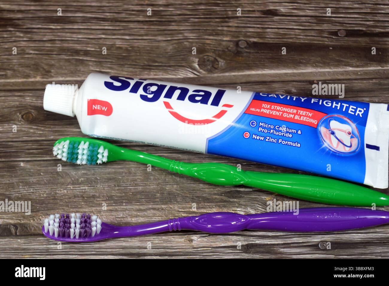 Cairo, Egypt, April 16 2025: toothpaste and teeth brush from Signal ...