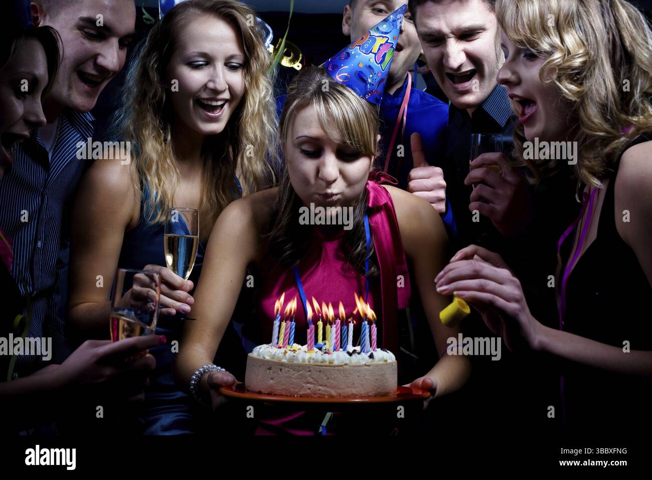 Birthday party with many young people Stock Photo - Alamy