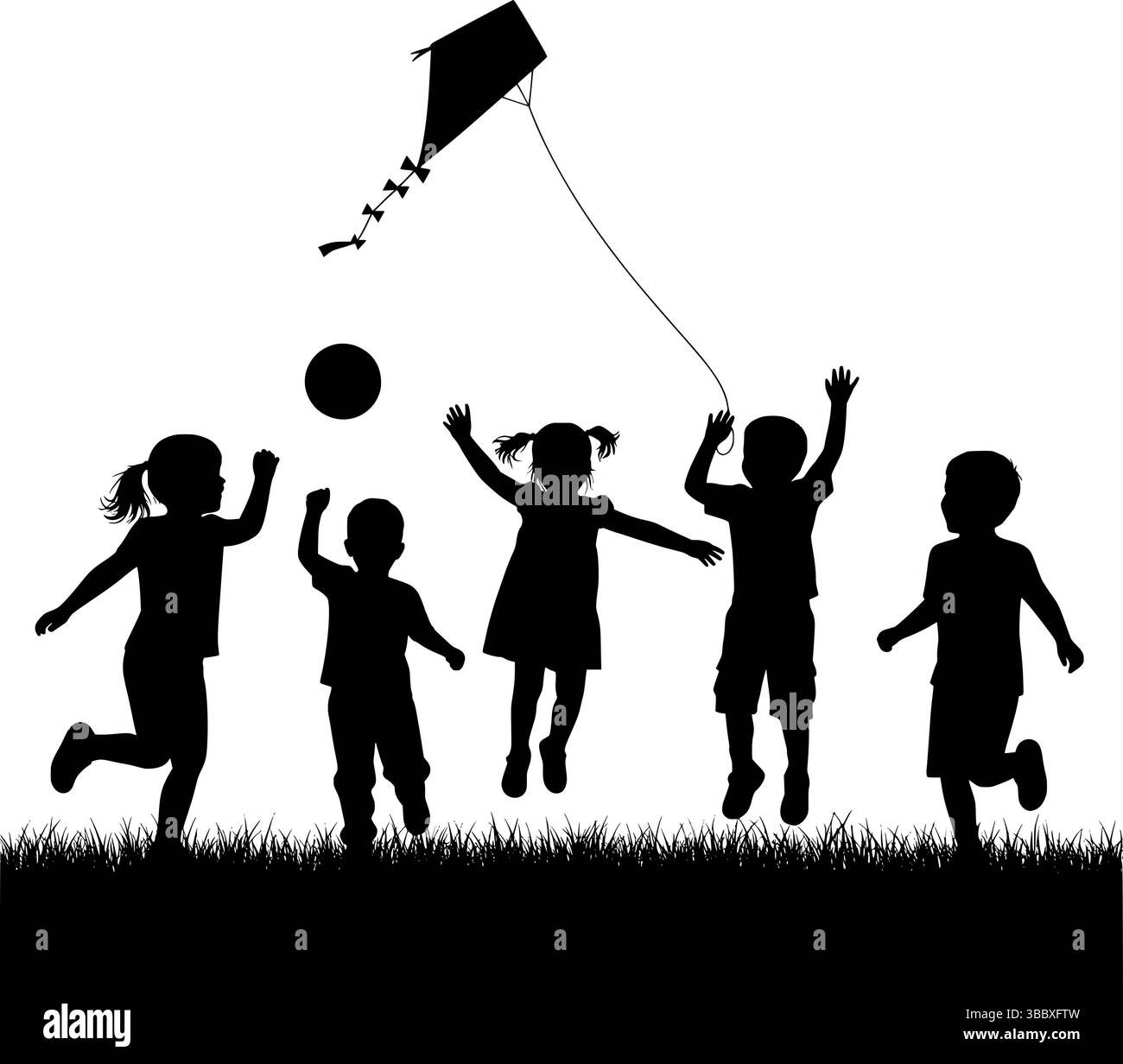 Children group playground running Stock Vector Images - Alamy