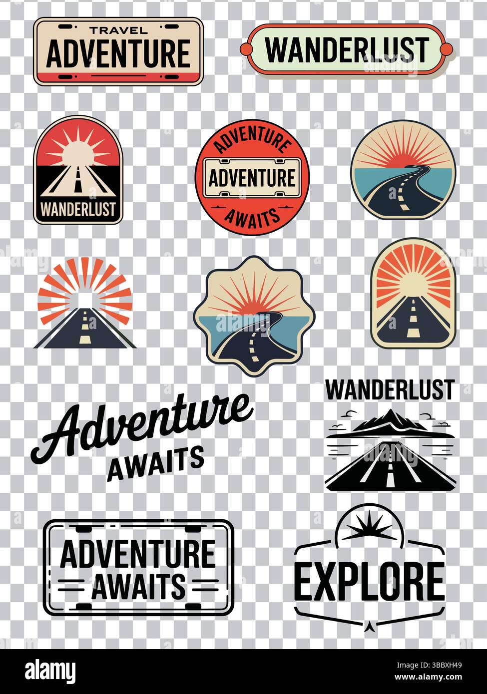 Collection of Vintage-Style Adventure and Travel Logos Stock Vector ...