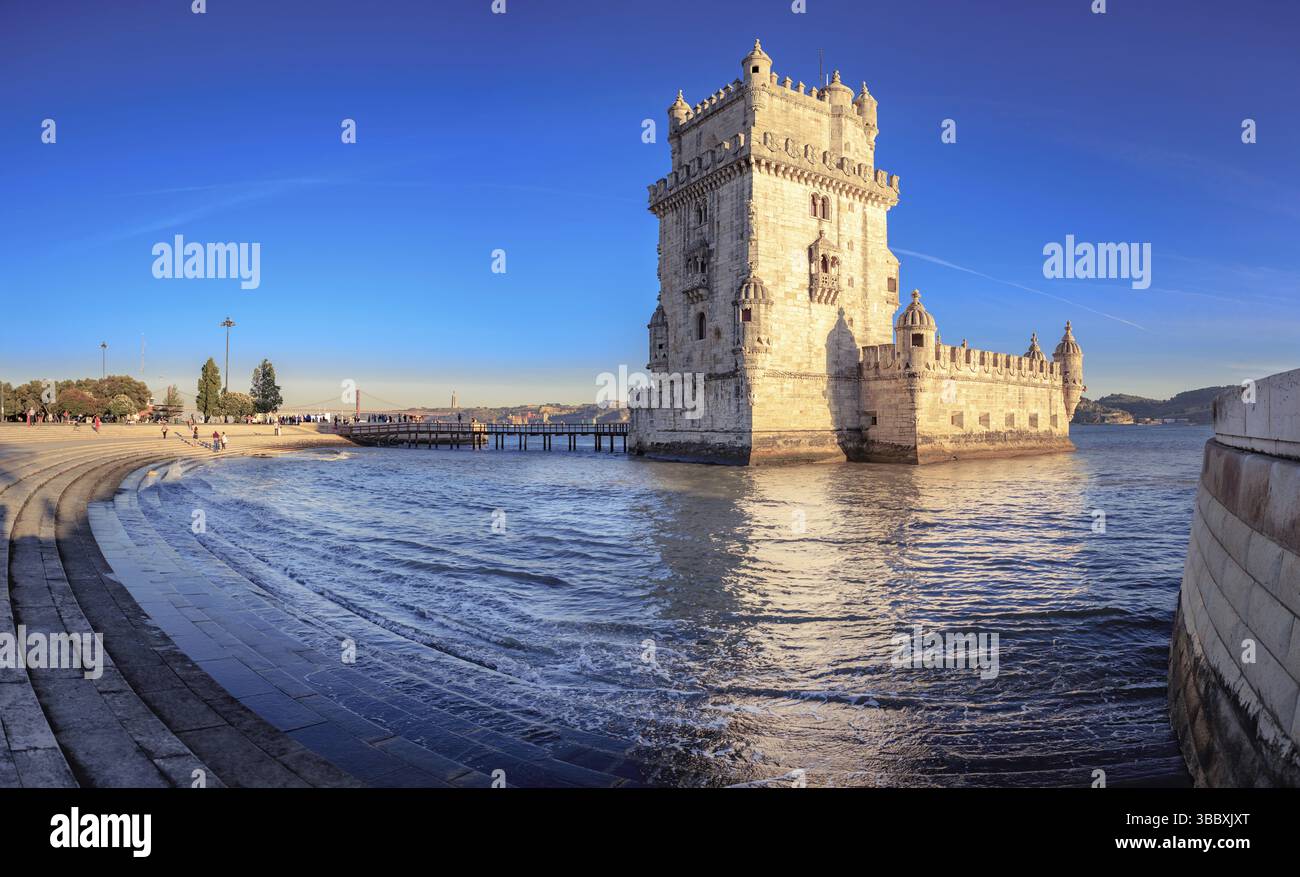 The Torre de Belem castle in Belem near Lisbon, Portugal, Europe Stock ...