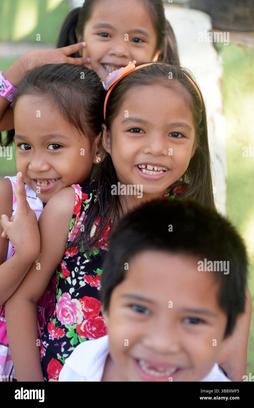 A group of smiling childrens in Palawan island , Philippines,South East ...