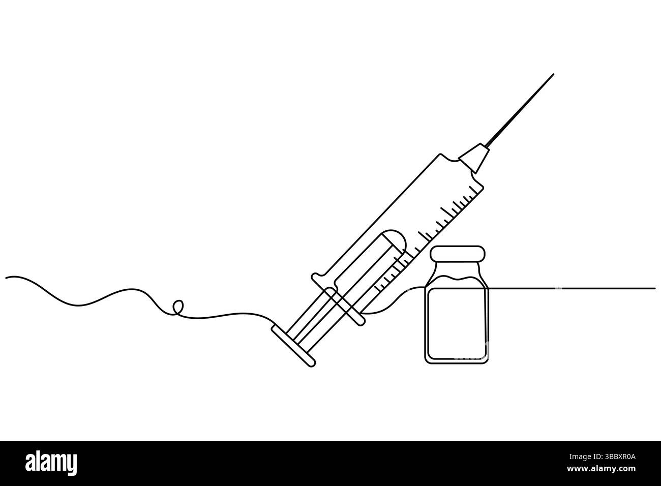 Vaccine and syringe continuous one line art drawing and vaccine icon ...