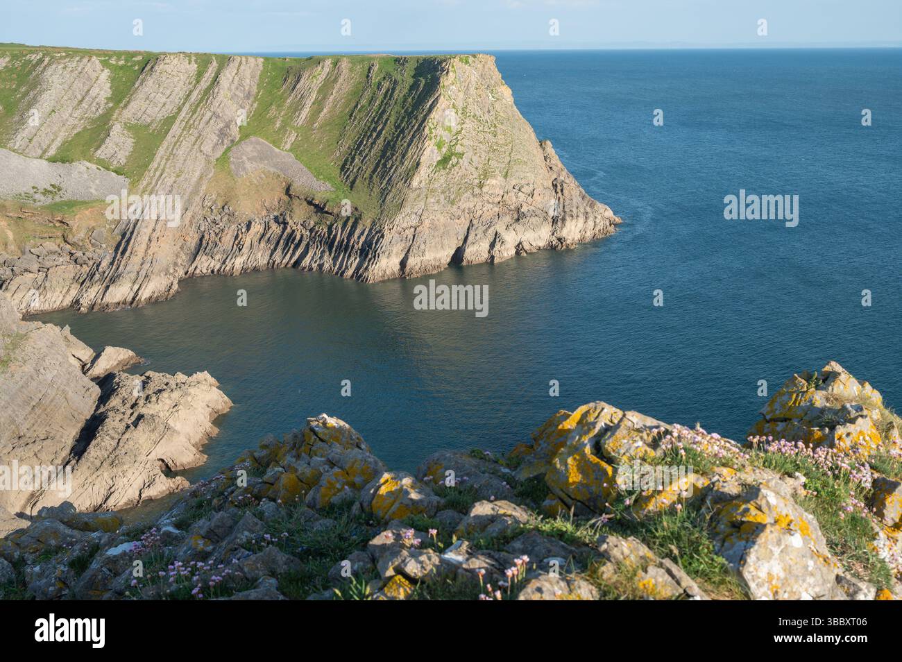 Horse Cliff and Deborah's Hole, South Gower cliffs, Wales, UK Stock ...