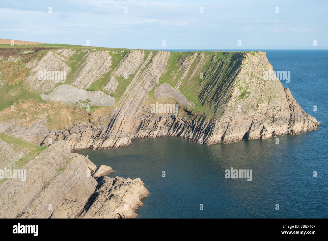 Horse Cliff and Deborah's Hole, South Gower cliffs, Wales, UK Stock ...