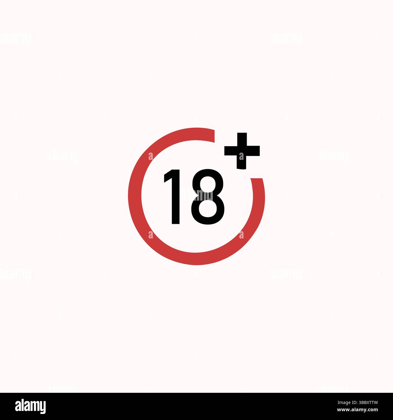 18+ Prohibition Sign. Red Round Adults Only Symbol Isolated on White Background Stock Vector ...