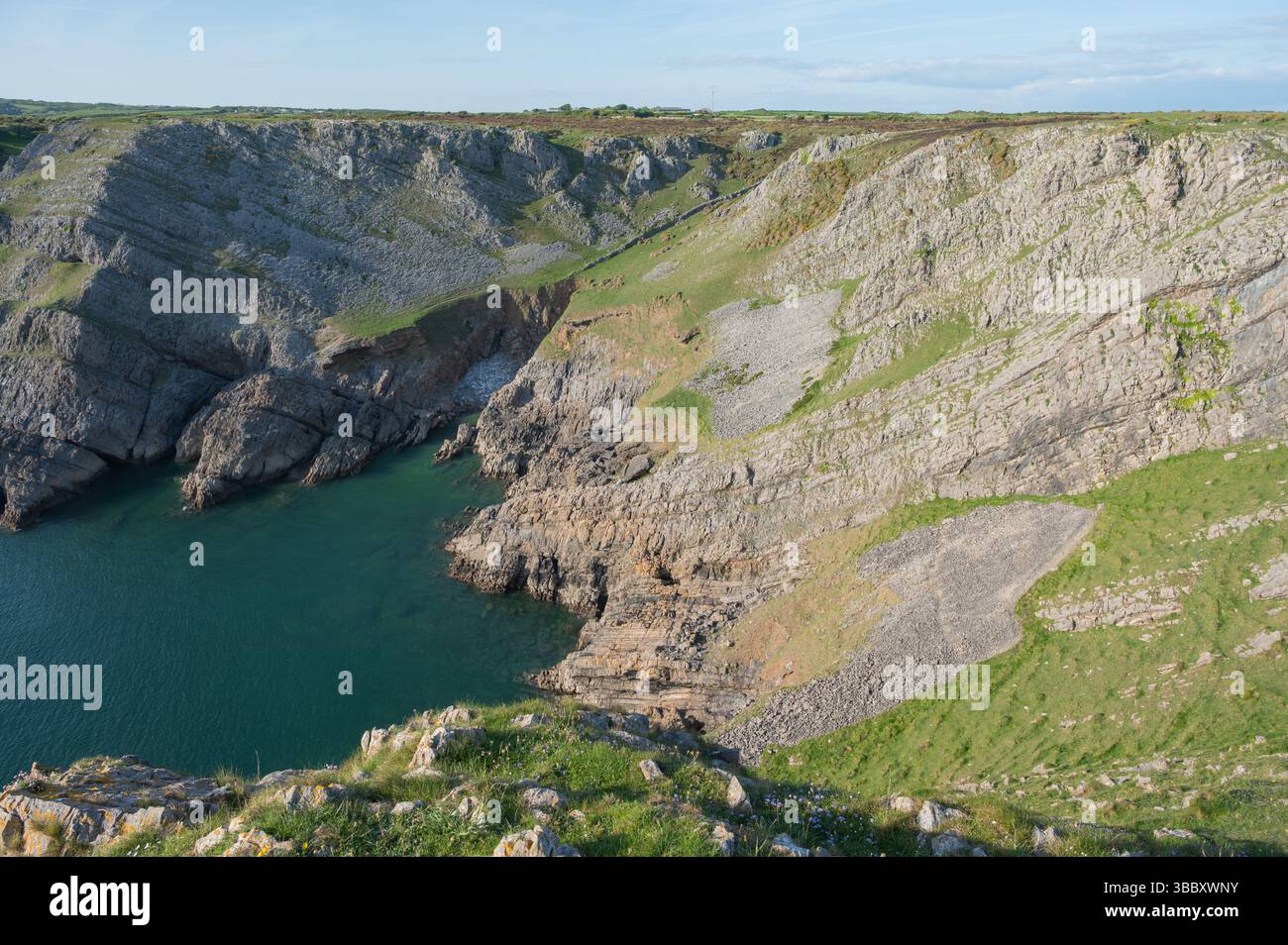 Deborah's Hole nature reserve, South Gower cliffs, Wales, UK Stock ...