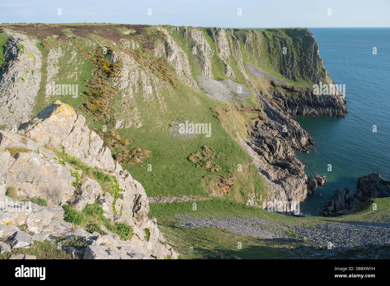 Horse Cliff and Deborah's Hole, South Gower cliffs, Wales, UK Stock ...