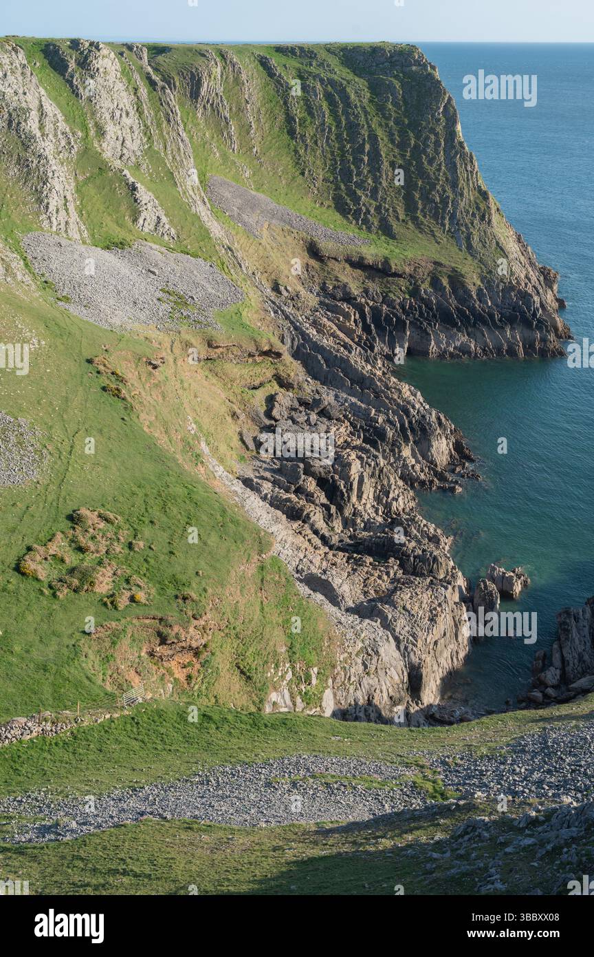 Horse Cliff and Deborah's Hole, South Gower cliffs, Wales, UK Stock ...