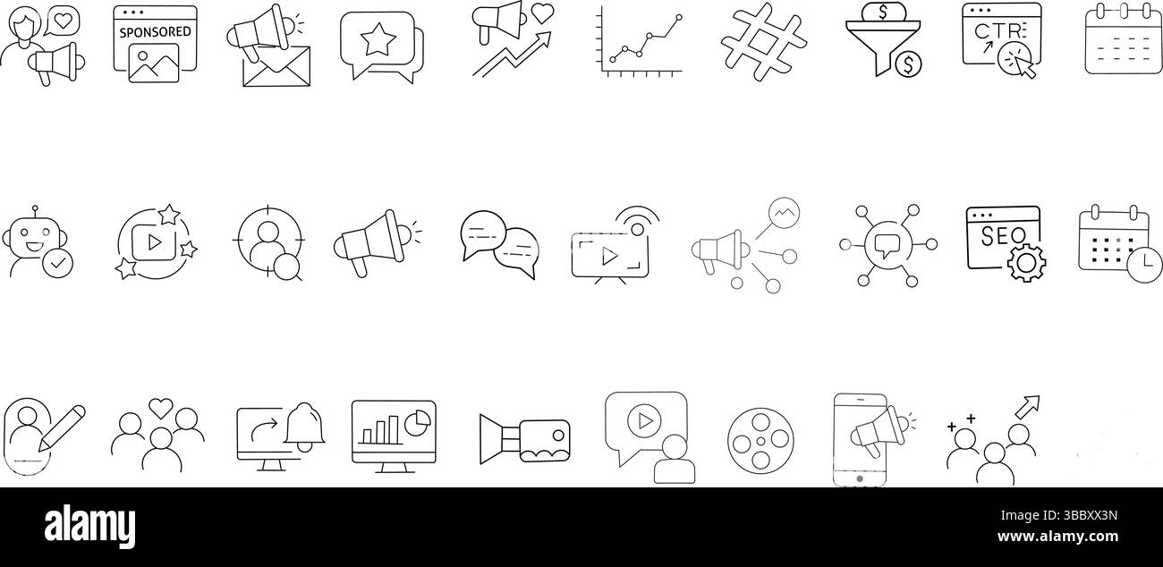 Digital Marketing and Social Media Icons – Analytics, Conversion, SEO ...