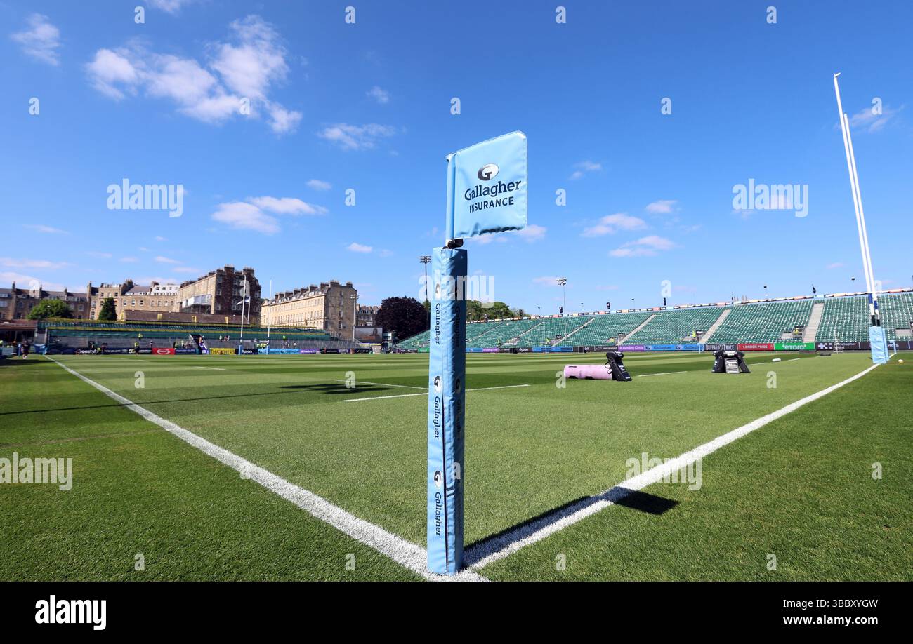 A general view of the corner flag ahead of the Premiership Rugby match ...