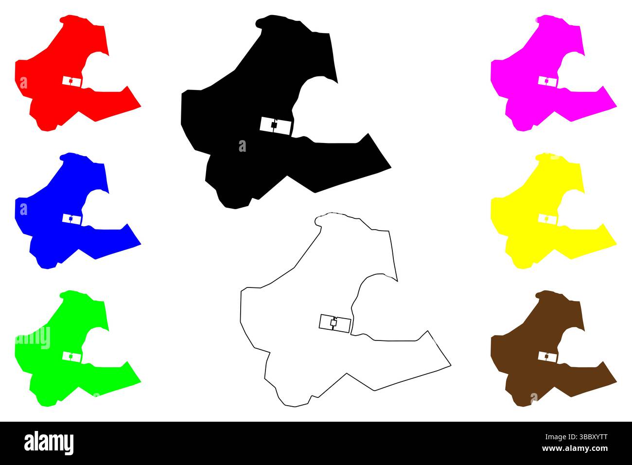 Thanesar city (Republic of India, State of Haryana) map vector ...