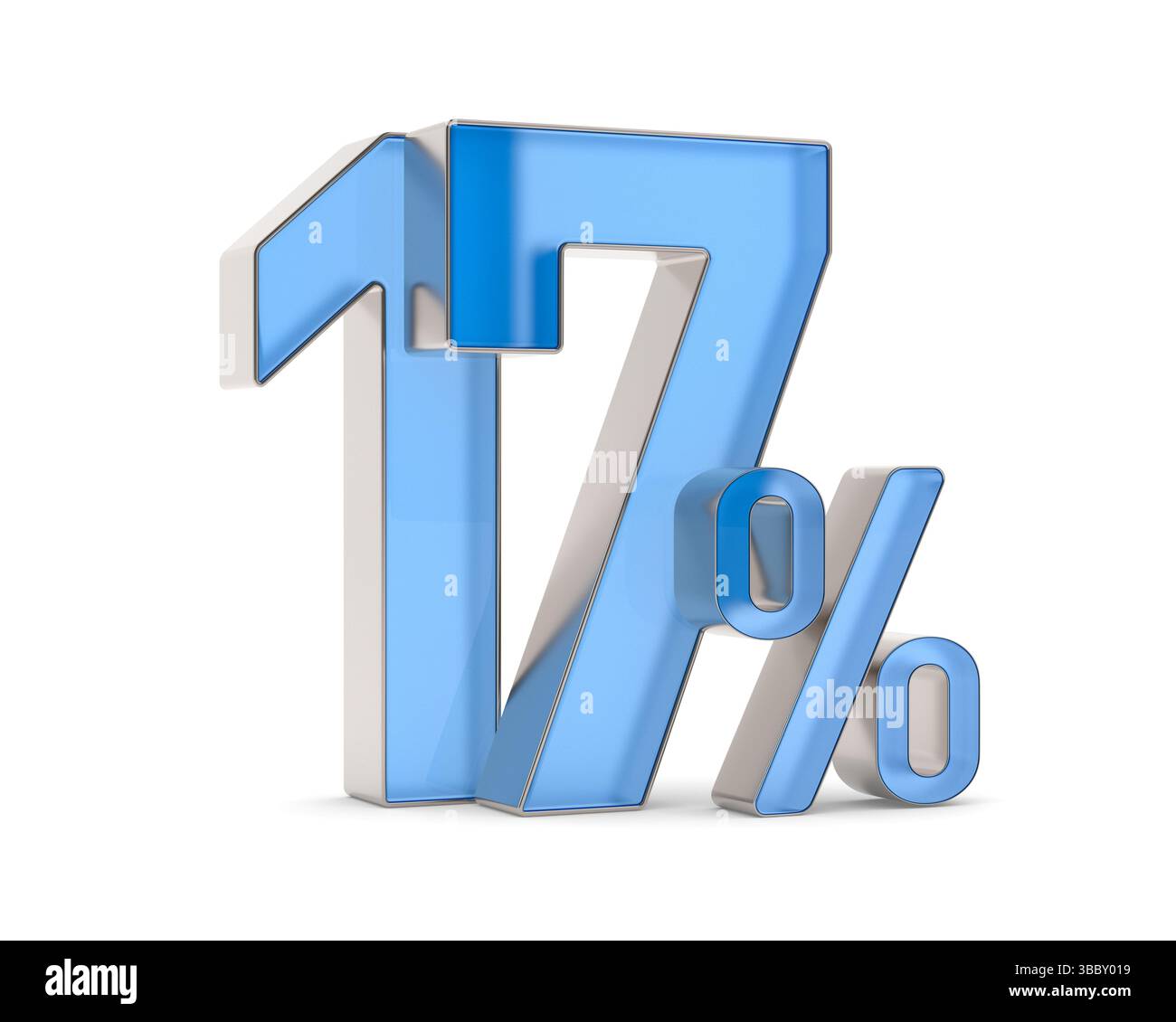 Seventeen percent on white background. Isolated 3D illustration Stock ...