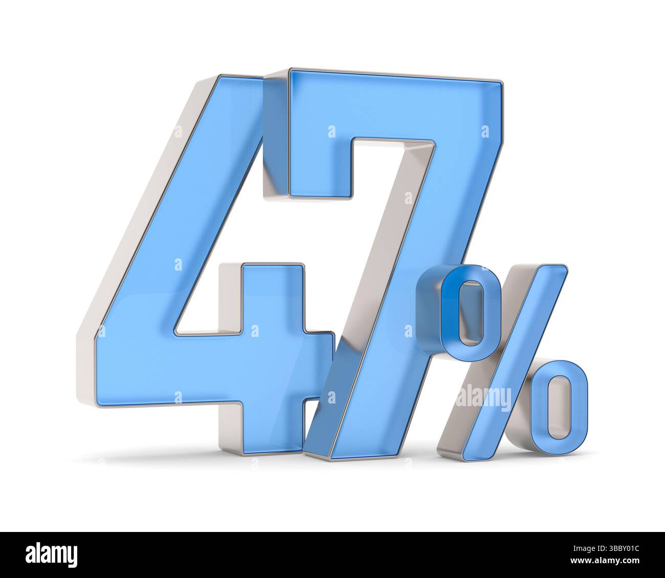 Forty seven percent on white background. Isolated 3D illustration Stock ...