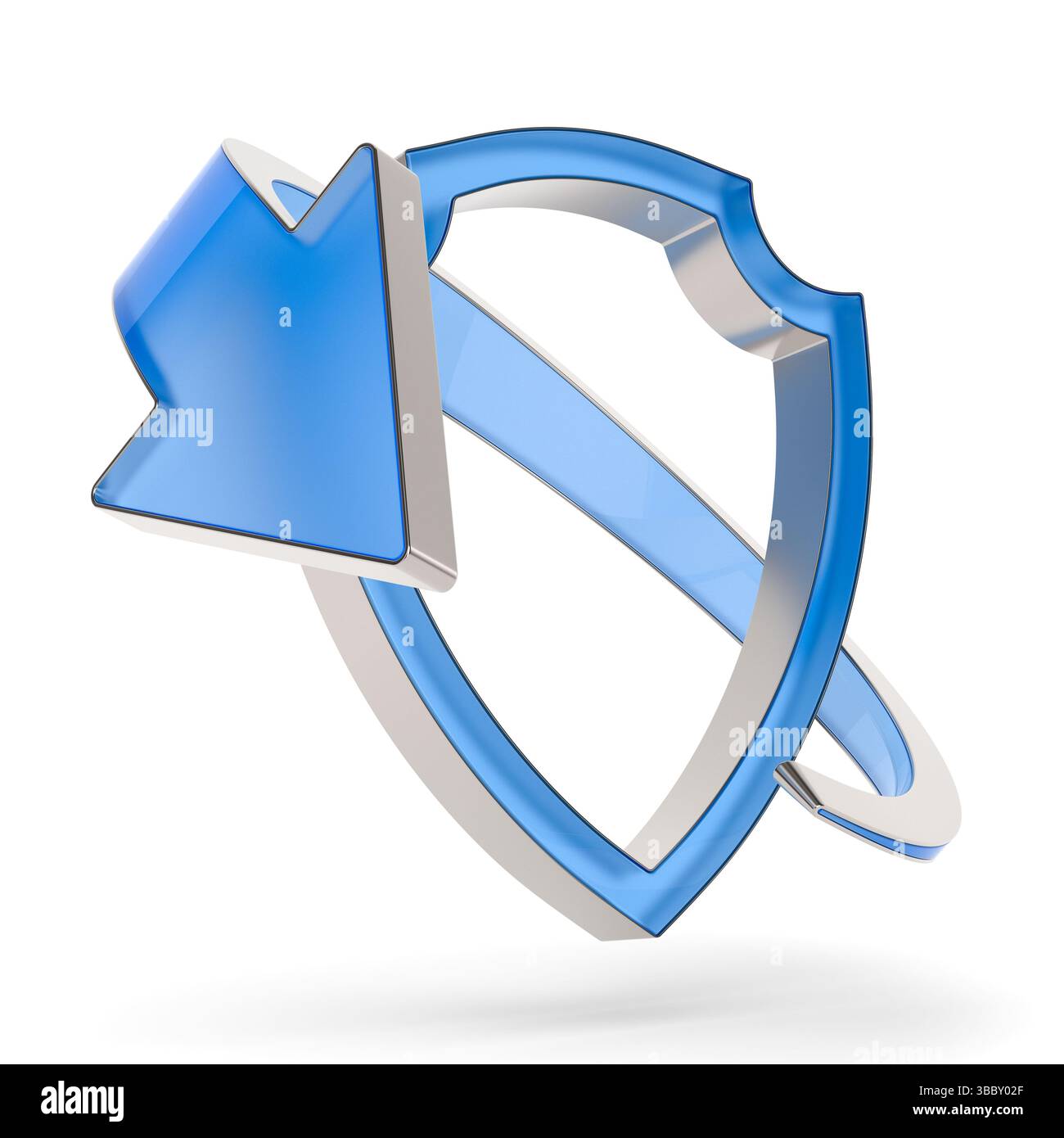 shield and arrow on white background. Isolated 3D illustration Stock ...