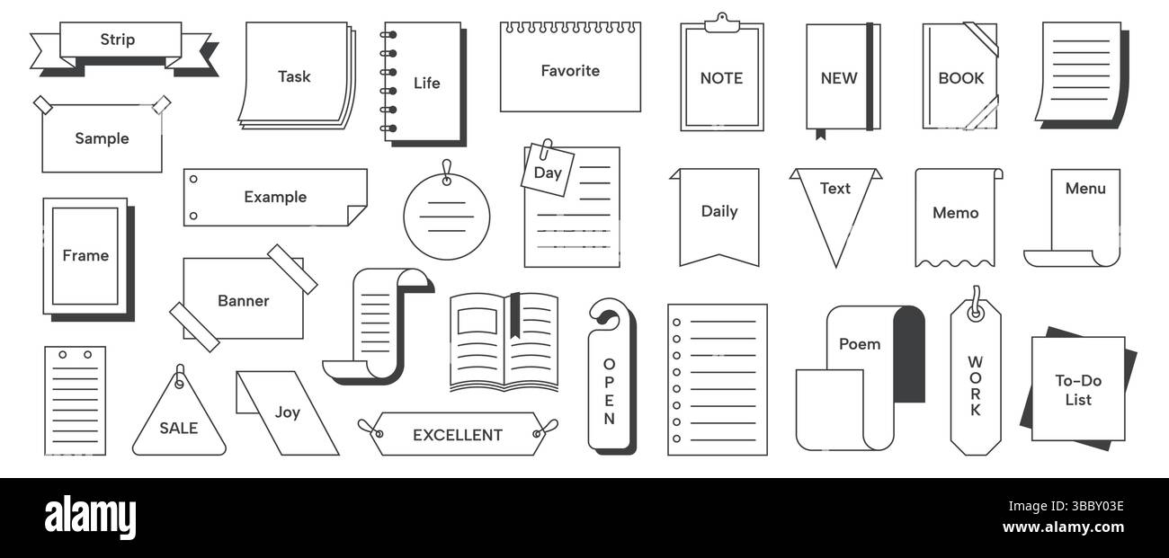 Simple note frame. Book memo sticky note, minimalist Japanese ...